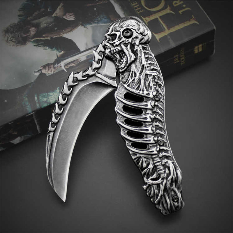 3D Carved Skull Folding knife – BoxKatana