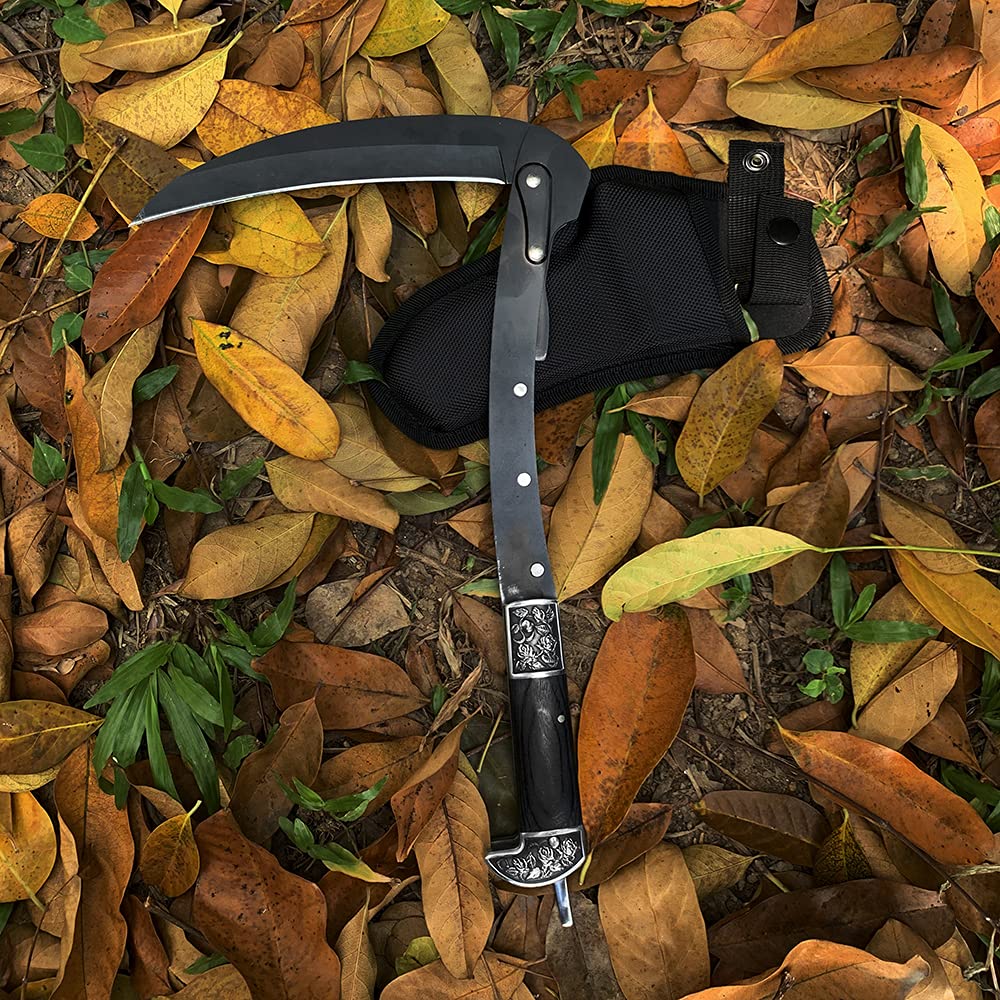 BLACK PORTABLE SHEATHED SHARP FOLDING SICKLE – BoxKatana