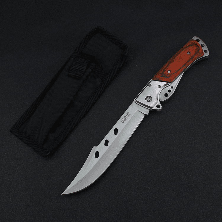 Colorful Wooden Handle Bowie Folding Knife – BoxKatana