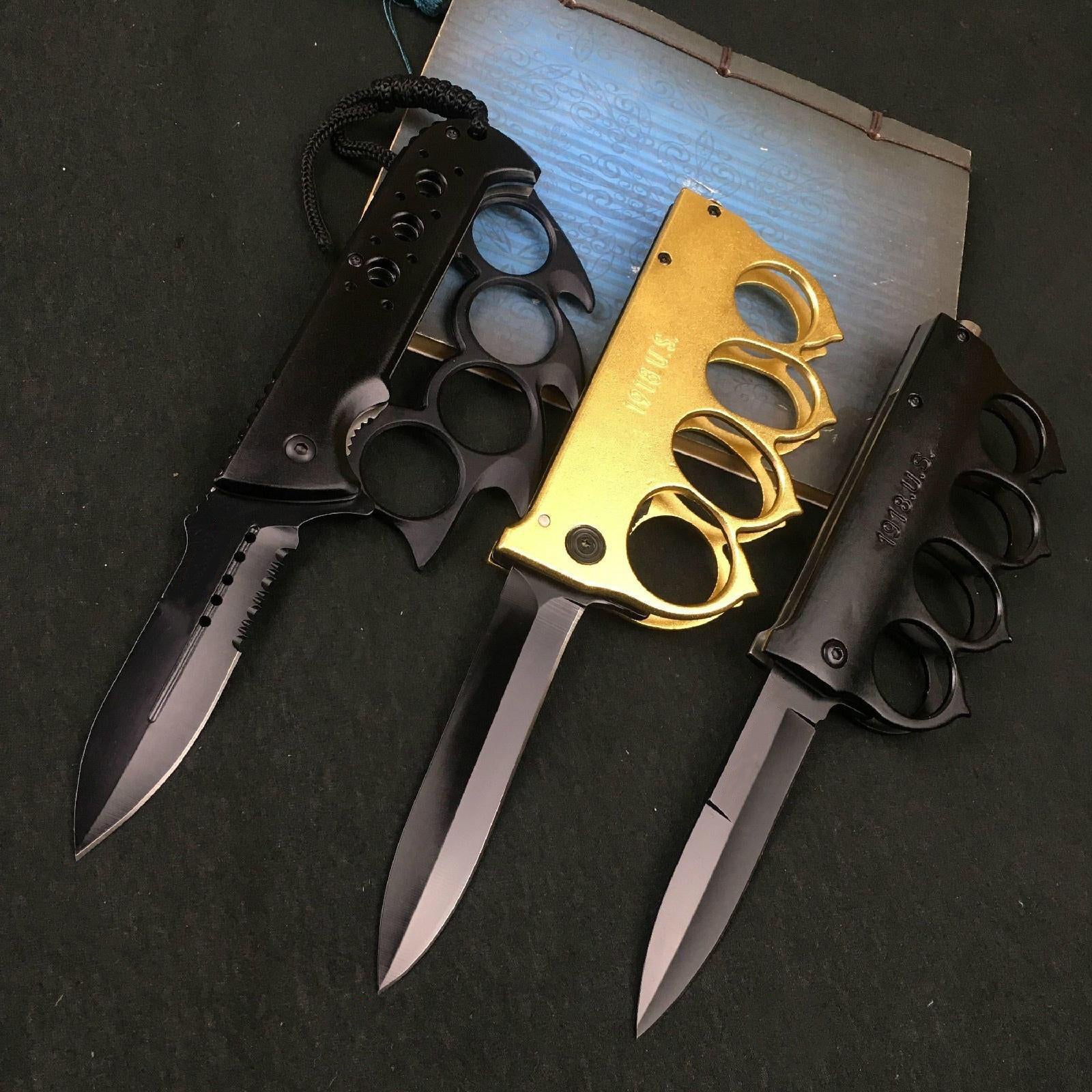Knuckle Duster Folding Knife Outdoor Self-defense Pocket Knives Window ...