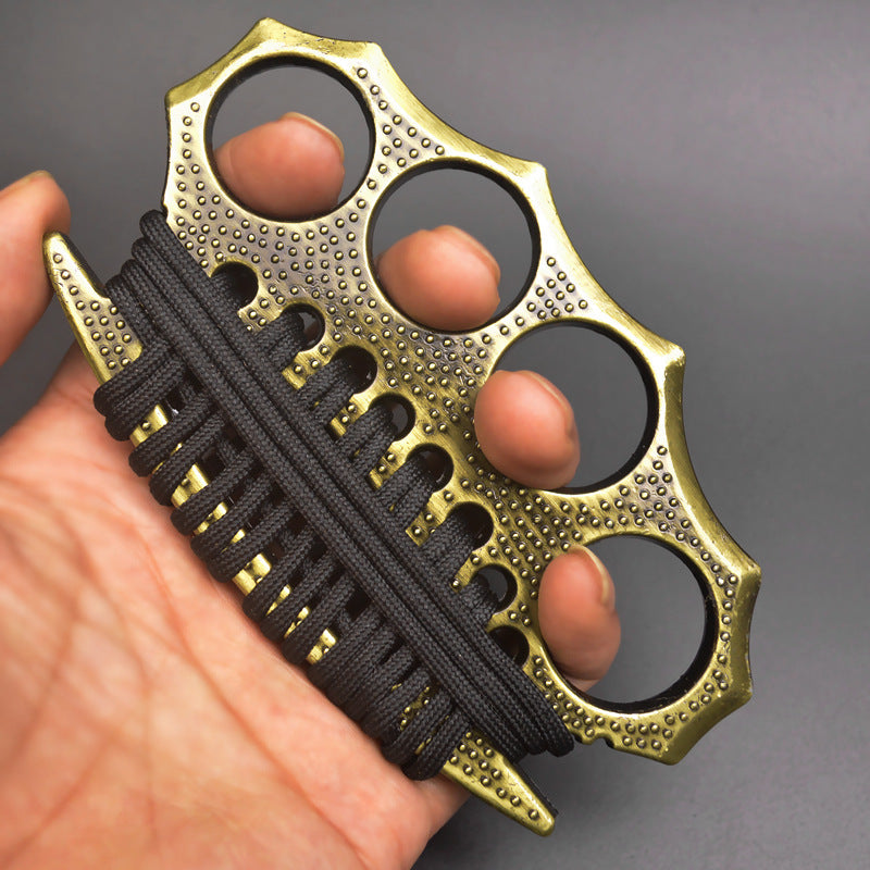 Outdoor self-defense metal brass knuckles duster four-finger hand buck ...