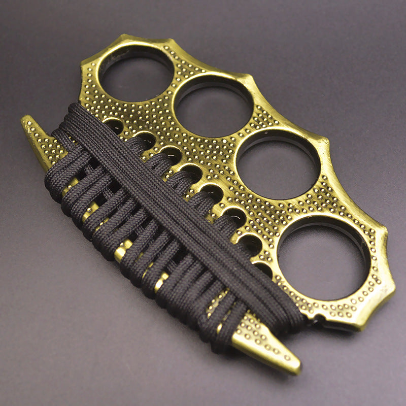 Outdoor self-defense metal brass knuckles duster four-finger hand buck ...