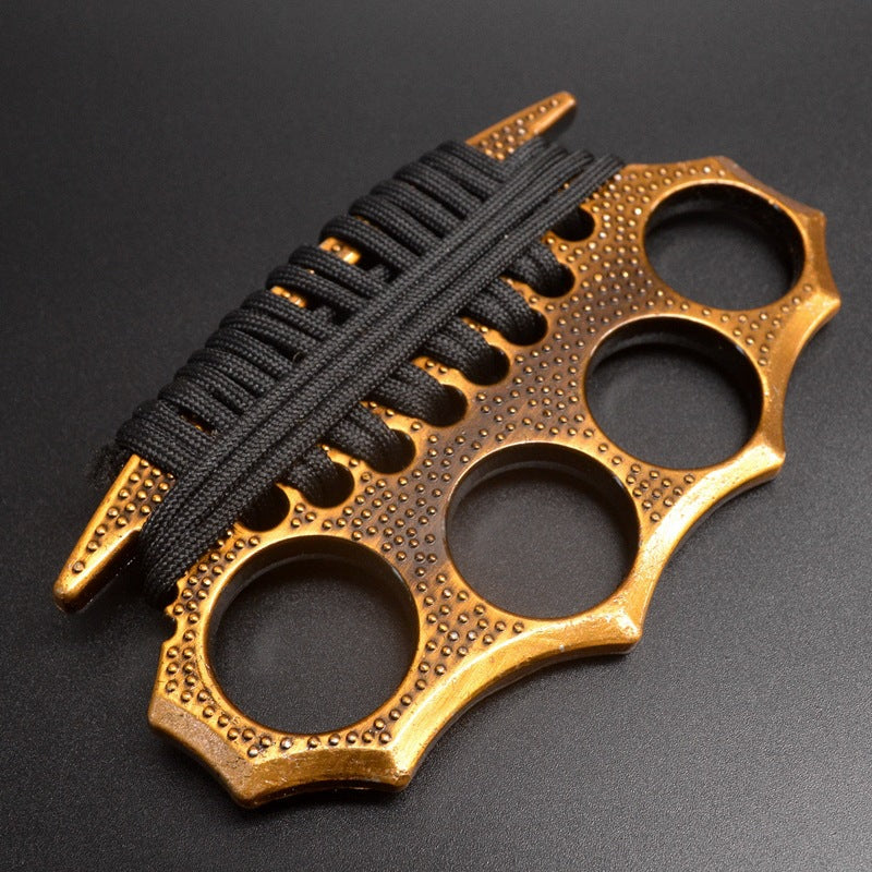 Outdoor self-defense metal brass knuckles duster four-finger hand buck ...