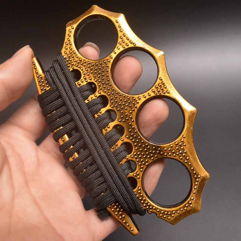 Outdoor self-defense metal brass knuckles duster four-finger hand buck ...