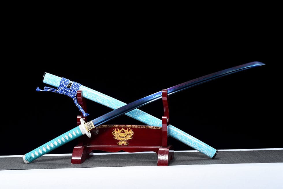 Hand Forged Japanese Samurai Katana 9260 Spring Steel Blue Blade ...