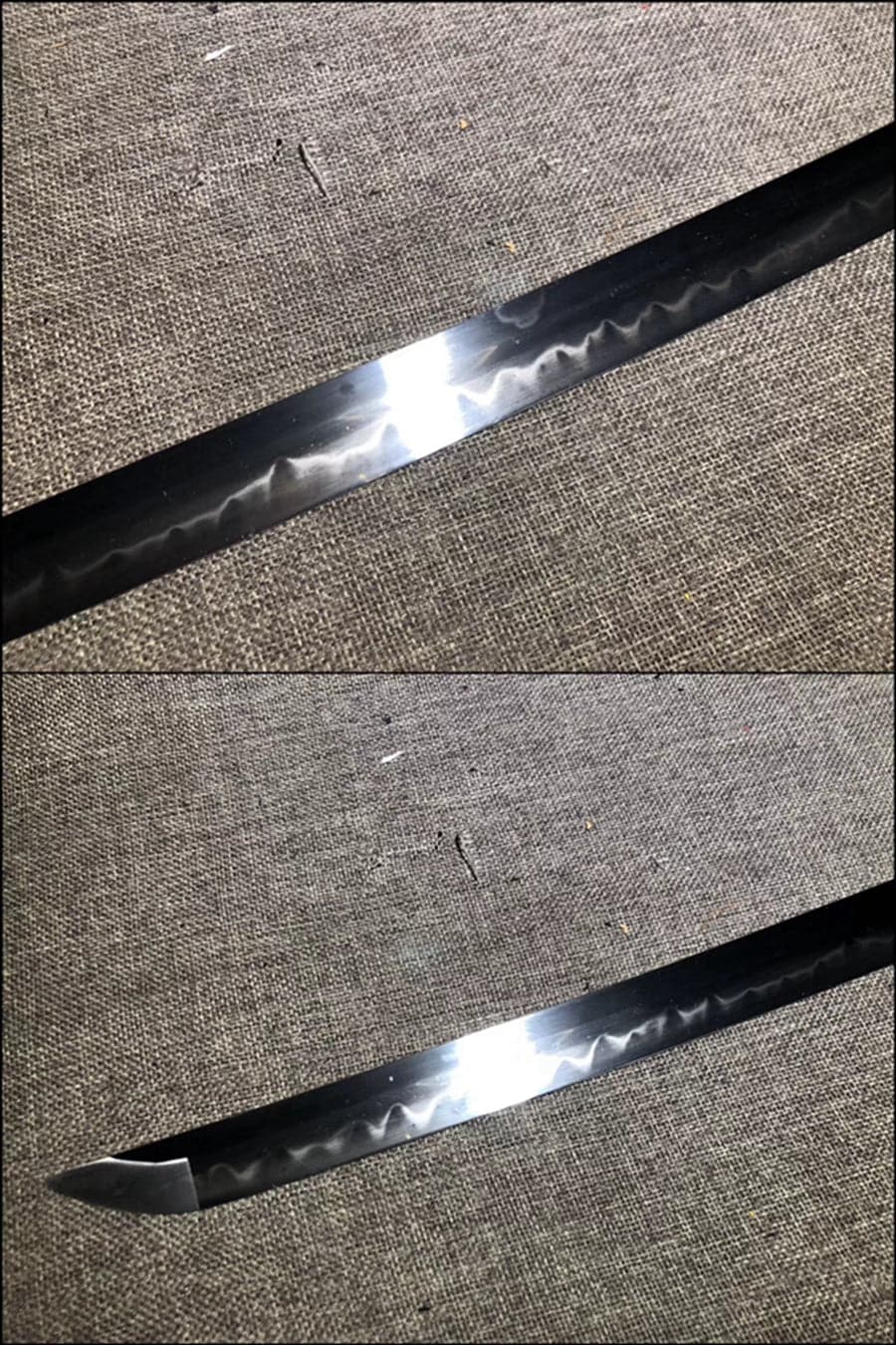 Hand Forged Japanese Samurai Katana Dark Knight T10 Burned edge Hand g ...