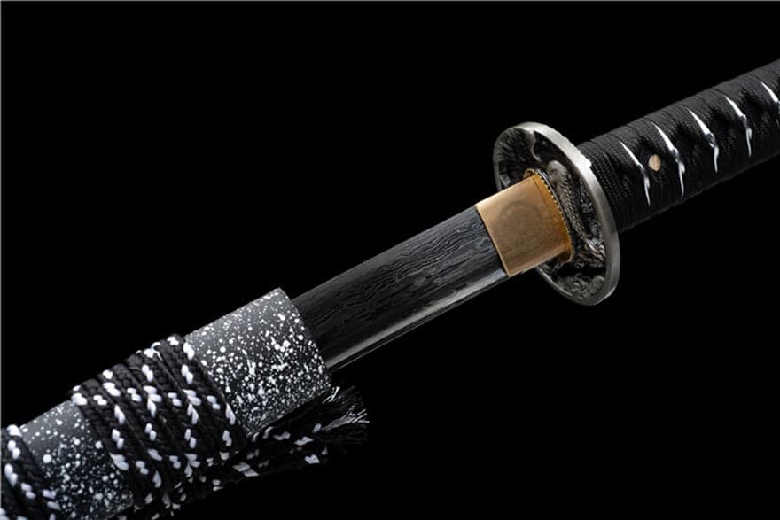 Hand Forged Japanese Samurai Katana Eagle Eye Pattern Steel Black Blad ...