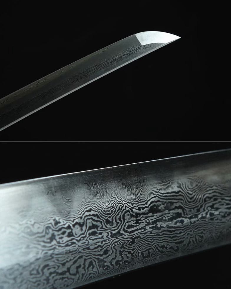 Hand Forged Japanese Samurai Katana Green Dragon Pattern Steel Tricolo ...
