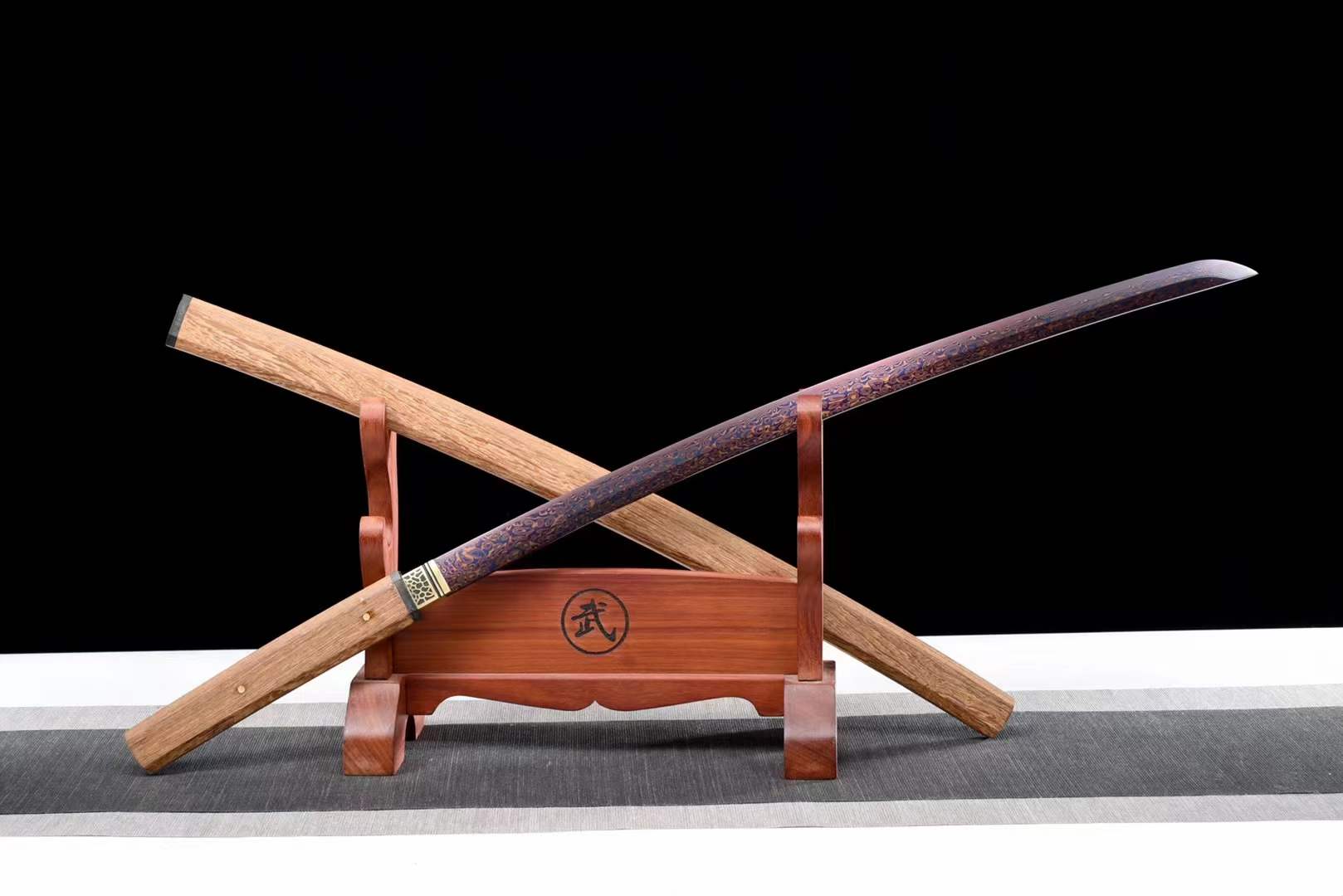 Hand Forged Japanese Samurai Katana Night Spectre Damascus Steel Blue ...