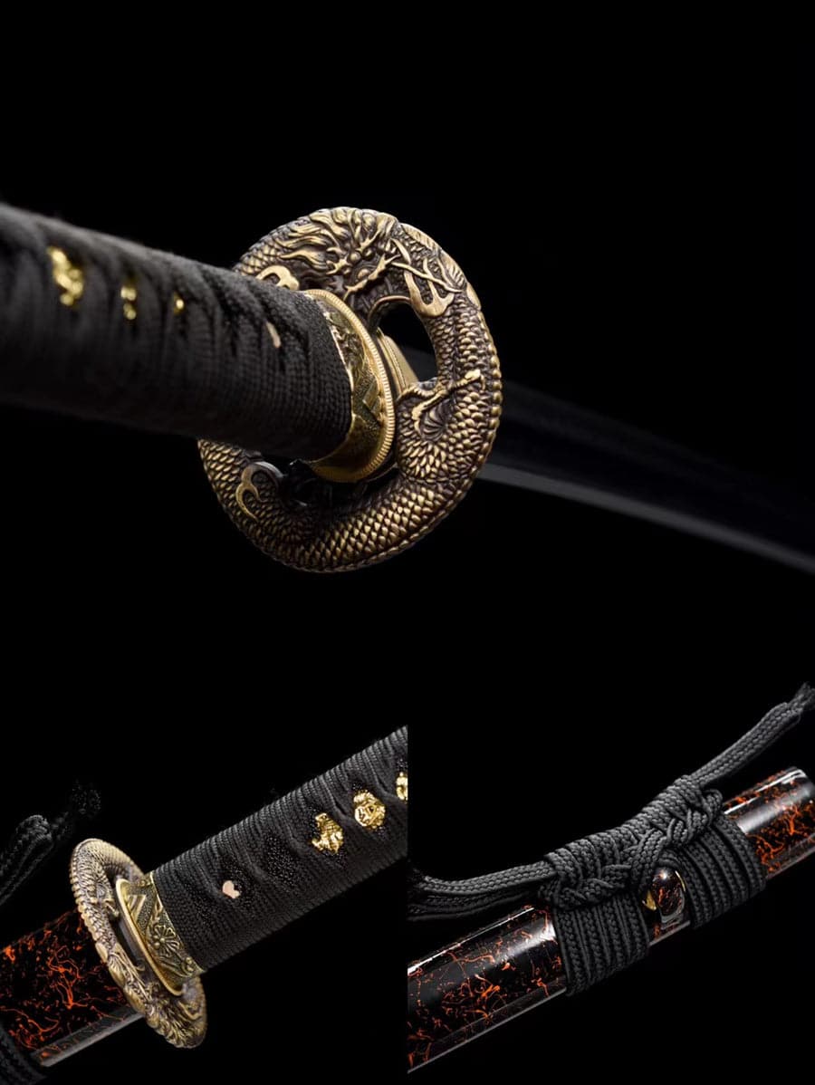 Hand Forged Japanese Samurai Katana Pan Dragon Knight T10 Carbon steel ...