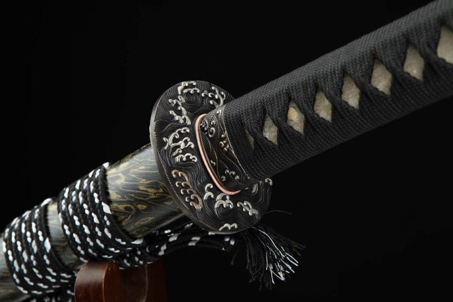 Hand Forged Japanese Samurai Katana Sea Wave Cutter Plate Pattern Stee ...