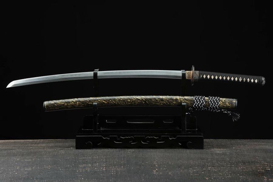 Hand Forged Japanese Samurai Katana Sea Wave Cutter Plate Pattern Stee ...