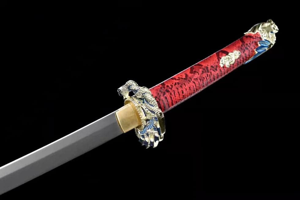 Hand Forged Japanese Samurai Katana Silver Dragon Knight High-performa ...