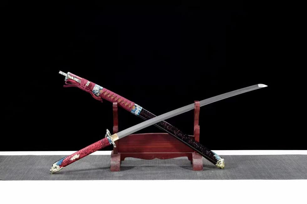 Hand Forged Japanese Samurai Katana Silver Dragon Knight High-performa ...