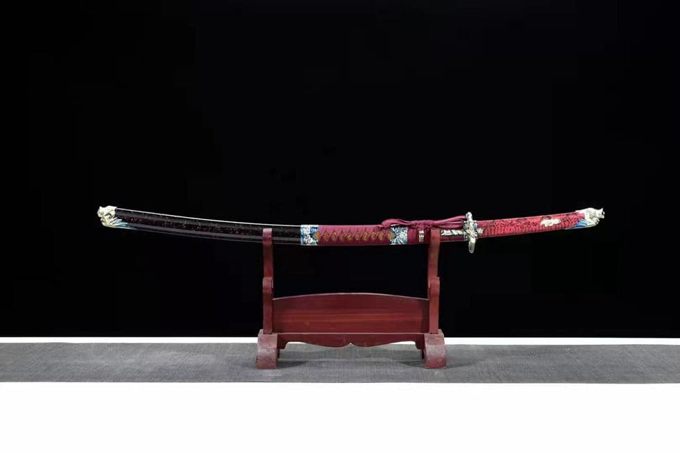 Hand Forged Japanese Samurai Katana Silver Dragon Knight High-performa ...