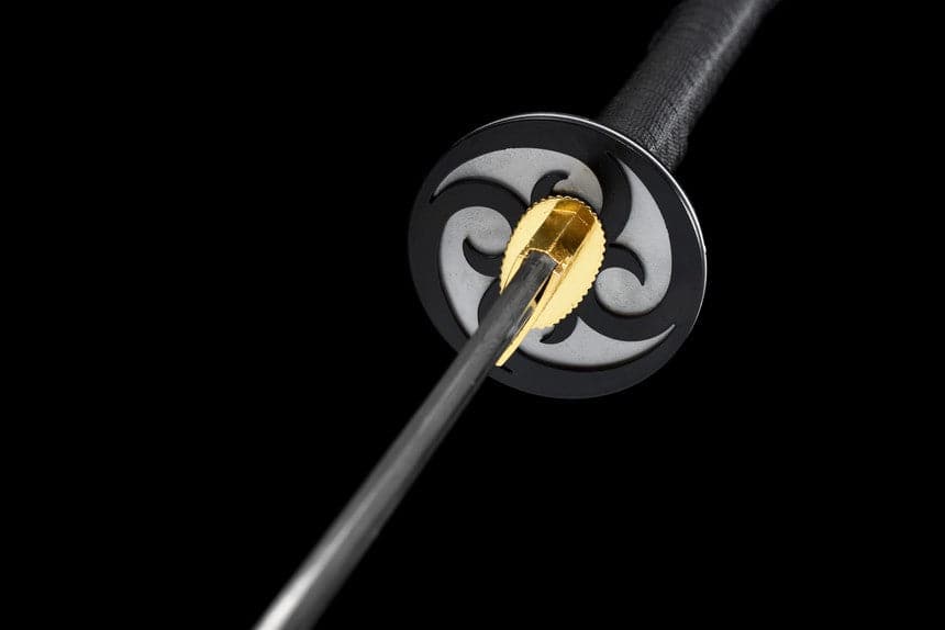 Hand Forged Japanese Samurai Katana Silver Wheel Damascus Steel Full T ...