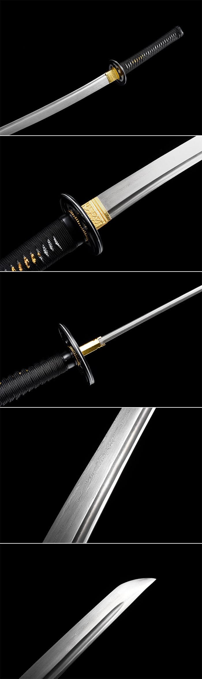 Hand Forged Japanese Samurai Katana Silver Wheel Damascus Steel Full T ...