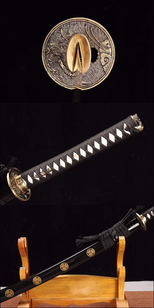 Hand Forged Japanese Samurai Katana Trefoil 1060 High Manganese Steel ...