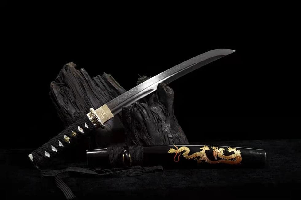 Hand Forged Japanese Tanto Golden Dragon T10 Carbon steel Full Tang ...