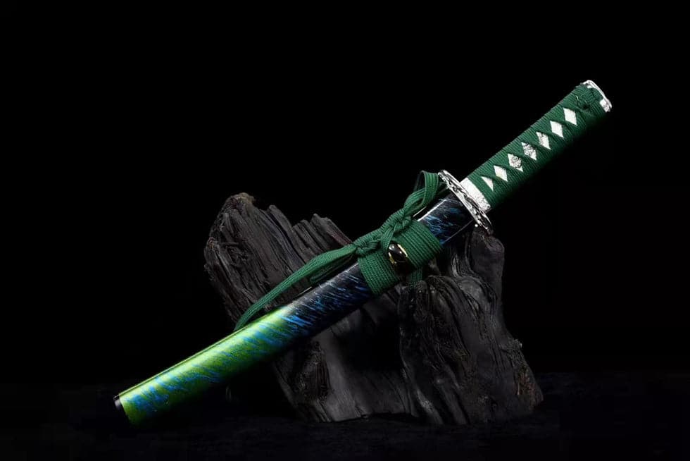 Hand Forged Japanese Tanto Jade T10 Carbon steel Short Sword Turns the ...