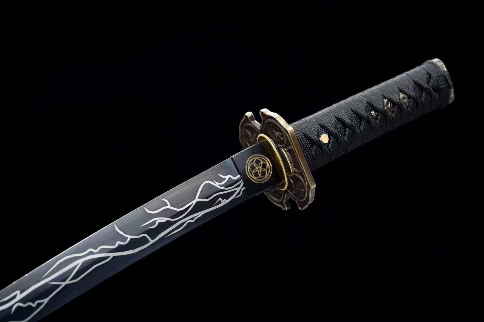 Hand Forged Japanese Tanto Storm Short Sword Manganese Steel Blackened ...