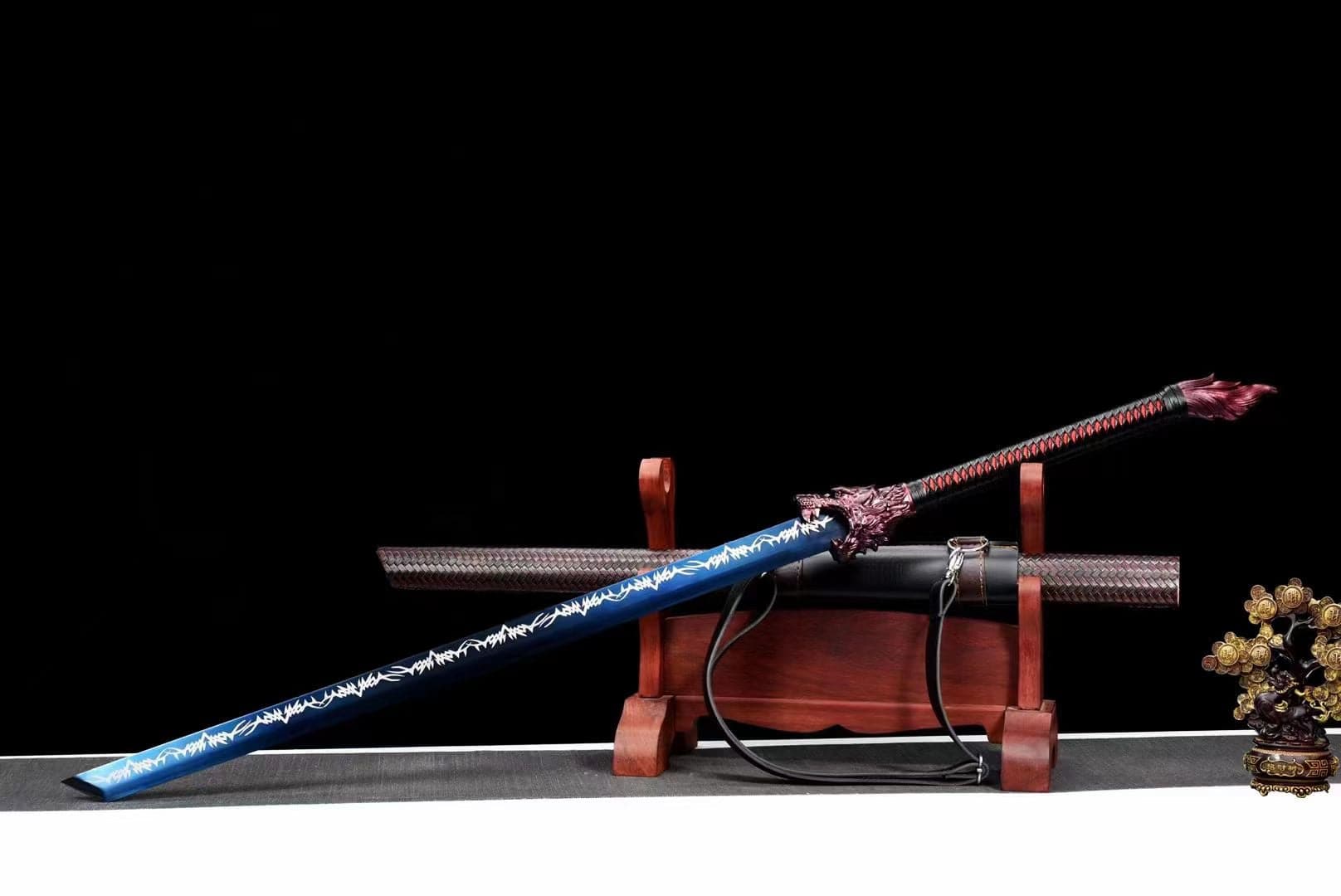 Handmade Devour the Moon Manganese Steel Chinese Sword With Blue Blade ...