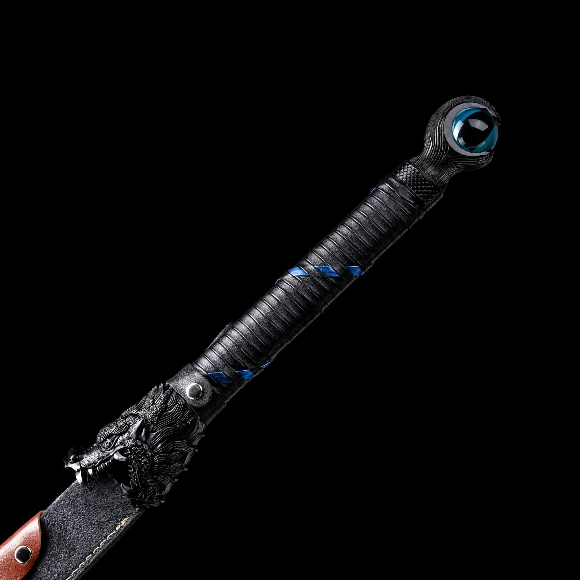 Handmade Dragon Battle Blade Manganese Steel Chinese Sword Black & Whi ...