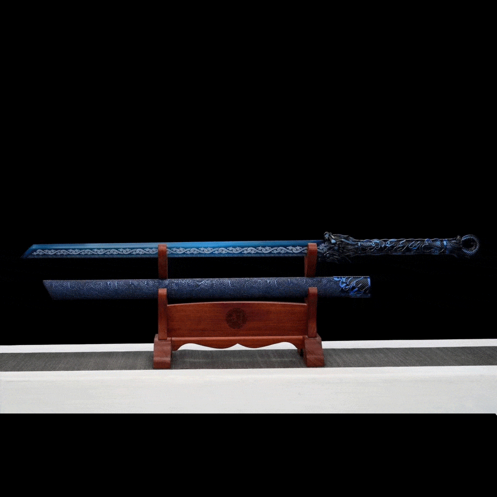 Handmade Dragon Flame Battle Blade Chinese Sword With Blue Blade ...