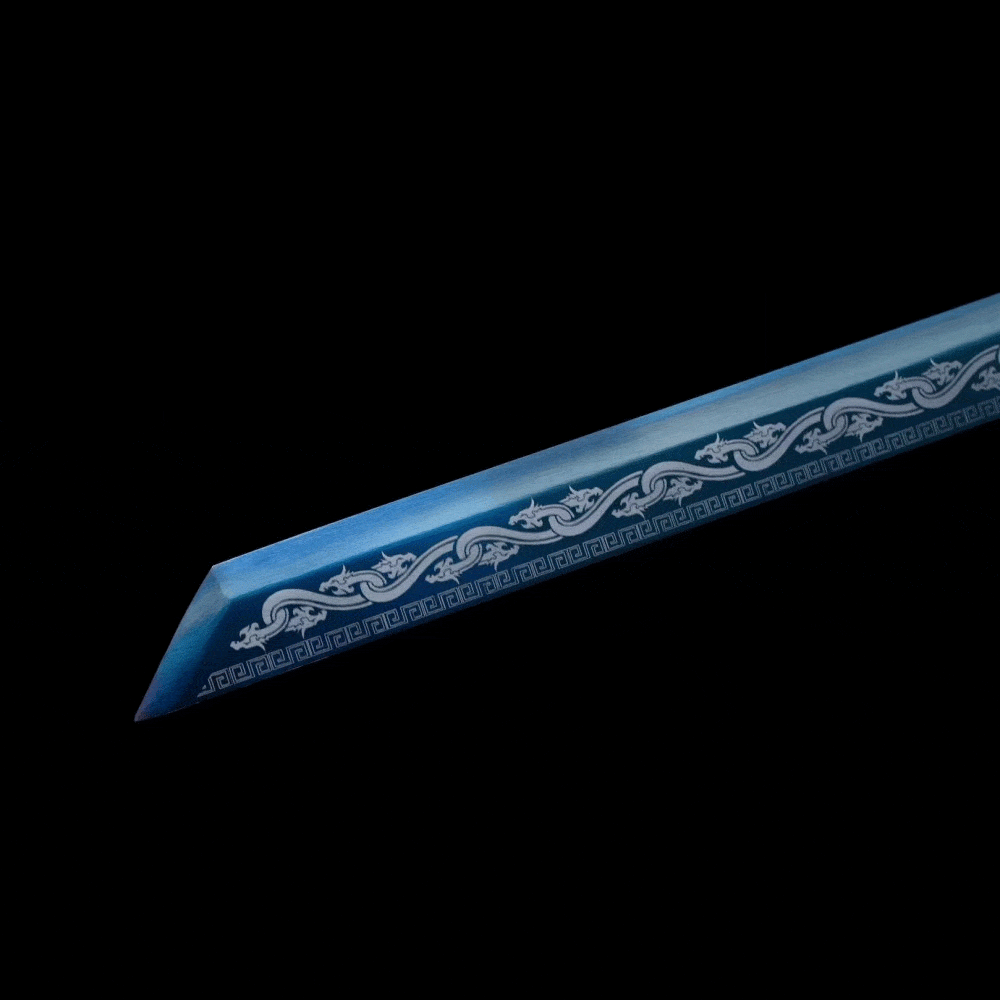 Handmade Dragon Flame Battle Blade Chinese Sword With Blue Blade ...