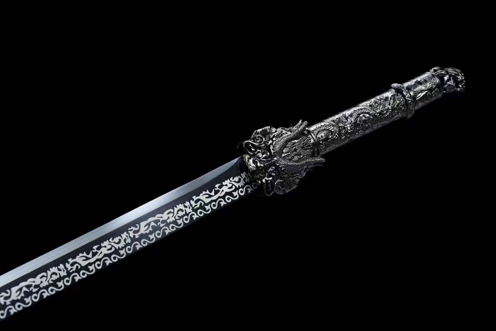 Handmade Dragon King Battle Blade With Black scabbard – BoxKatana