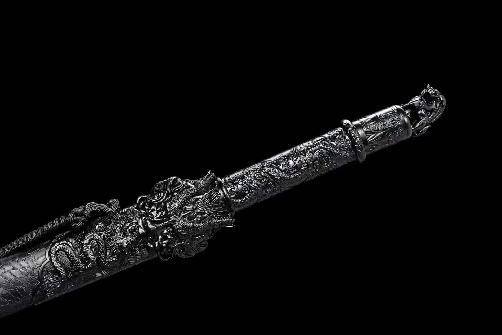 Handmade Dragon King Battle Blade With Black scabbard – BoxKatana