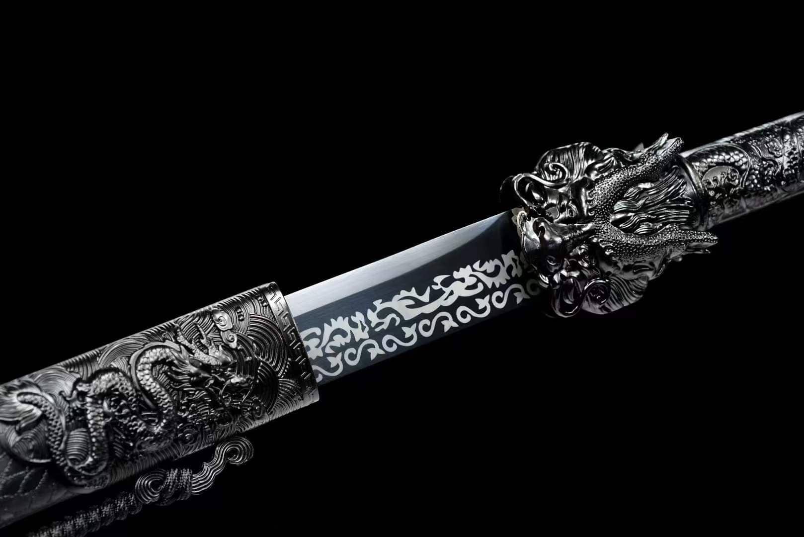 Handmade Dragon King Battle Blade With Black scabbard – BoxKatana