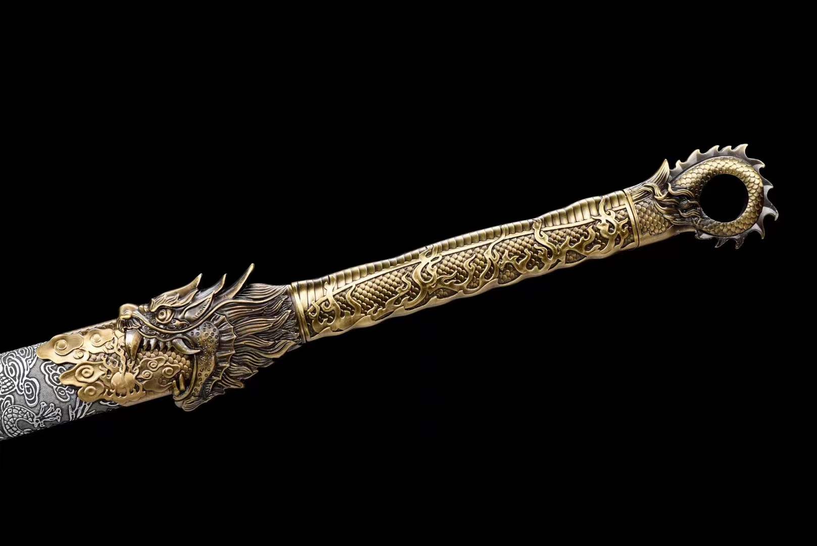 Handmade Golden Dragon Chinese Sword With Golden Blade – BoxKatana