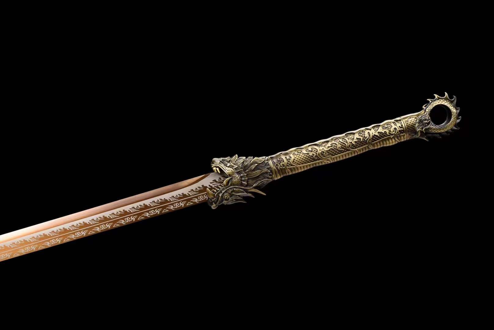 Handmade Golden Dragon Chinese Sword With Golden Blade – BoxKatana