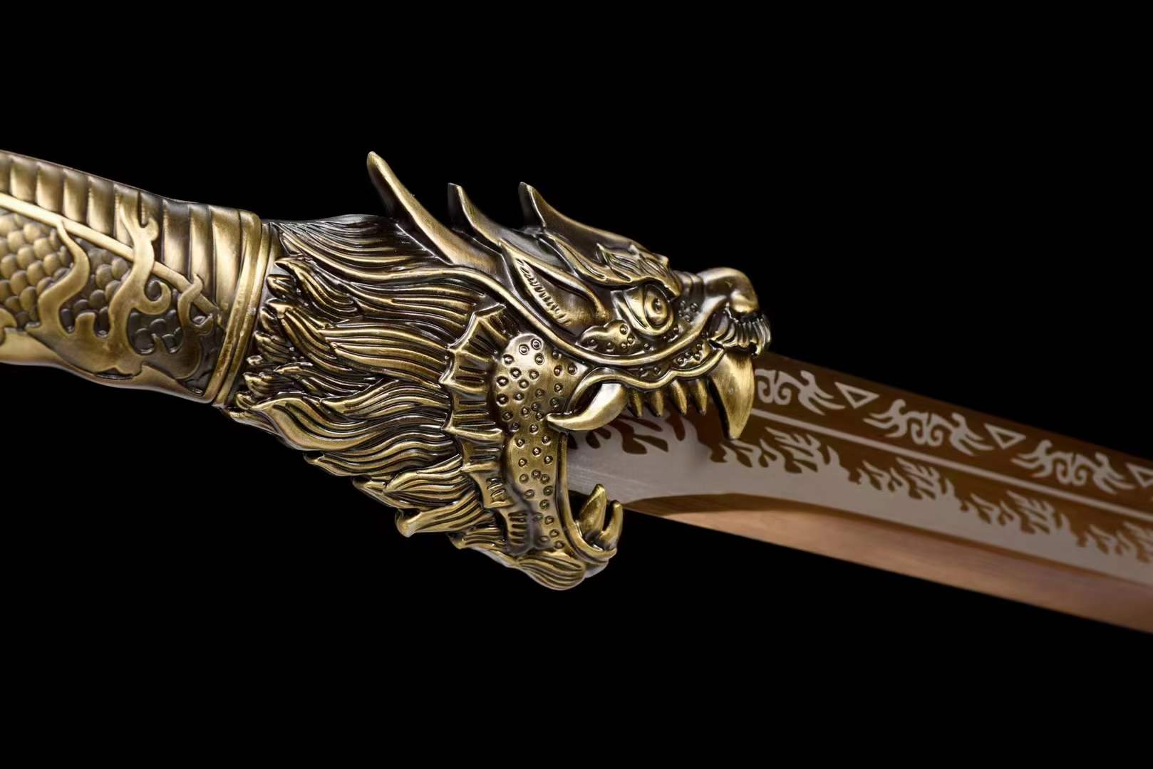 Handmade Golden Dragon Chinese Sword With Golden Blade – BoxKatana