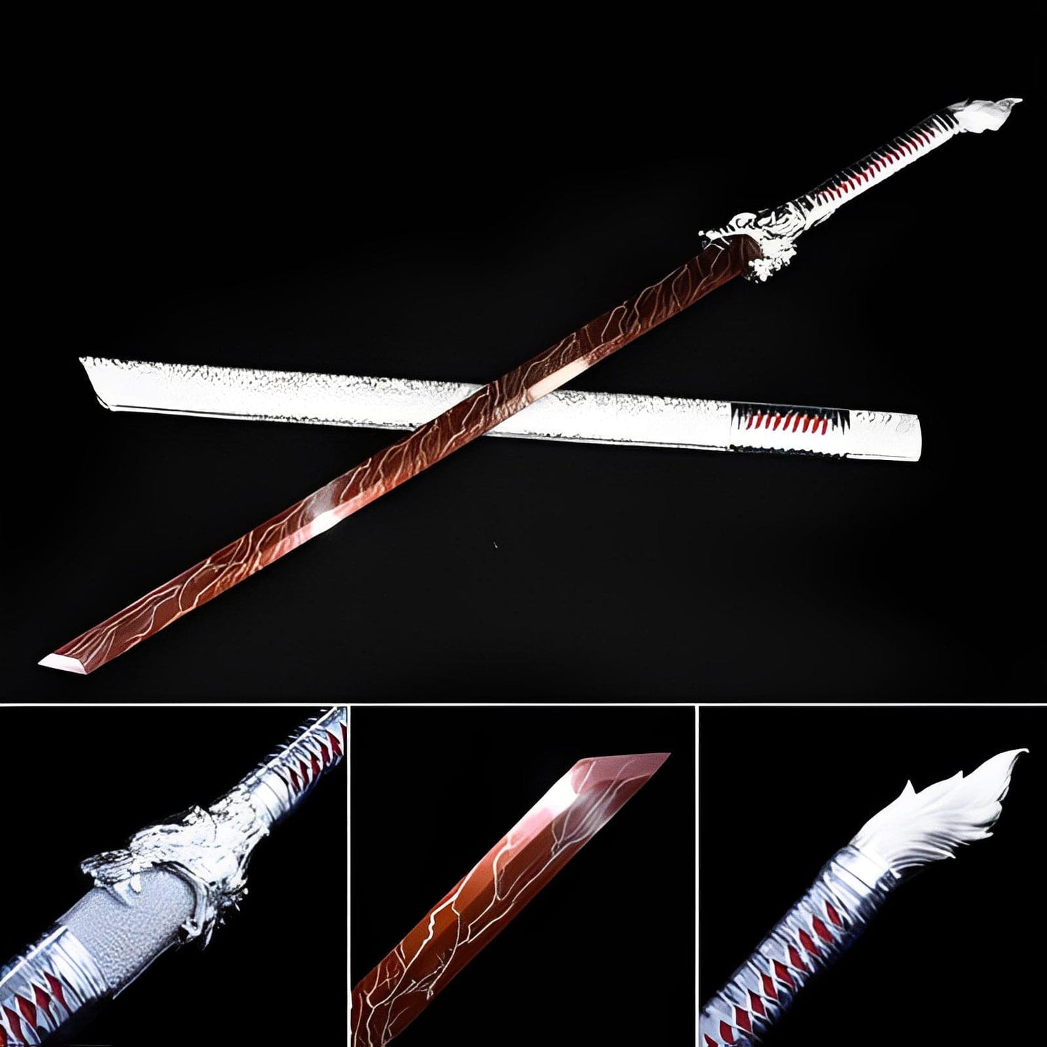 Handmade High Carbon Steel Inferno Thunderwolf Chinese Sword With Red