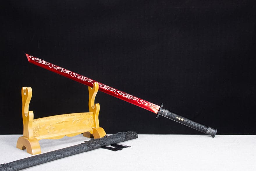 Handmade High Manganese Steel Red Flame Chinese Sword With Red Blade ...