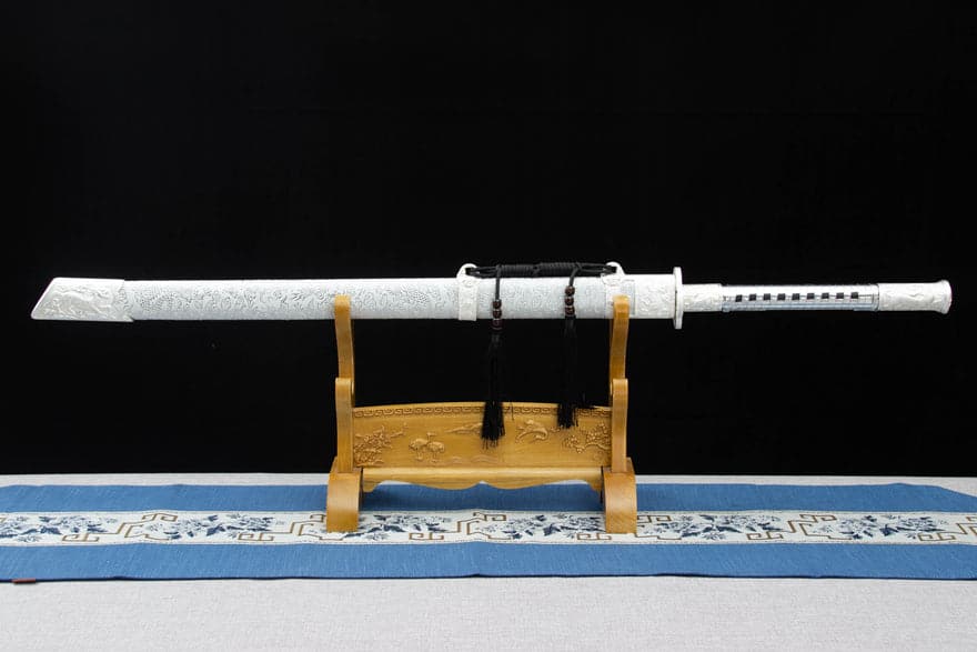 Handmade Kirin High Manganese Steel Chinese Sword With White Scabbard ...