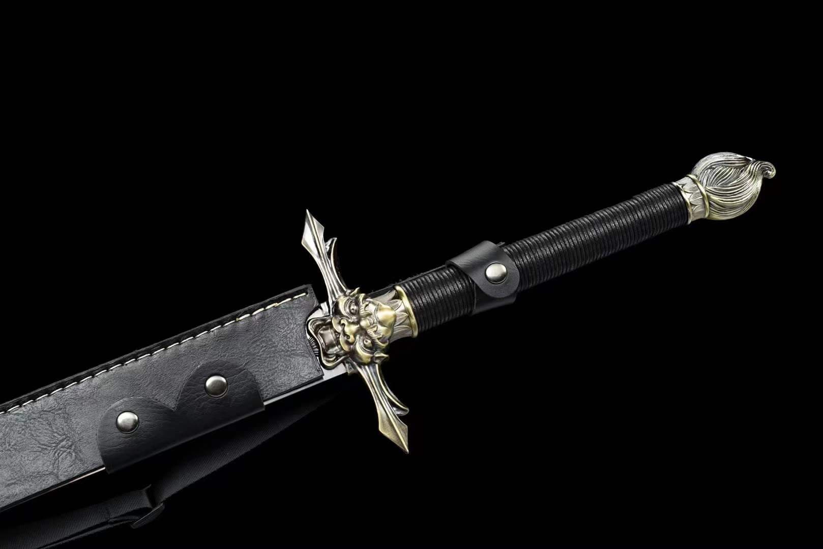 Handmade Seven Obsidian War Sword Spring Steel Boxkatana